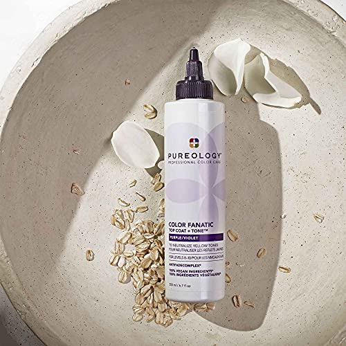 Pureology Color Fanatic Top Coat + Tone Purple, Pre-lightened light blonde to dark blonde, Rose, floral ginger & cedarwood, 6.7 fl. oz.
