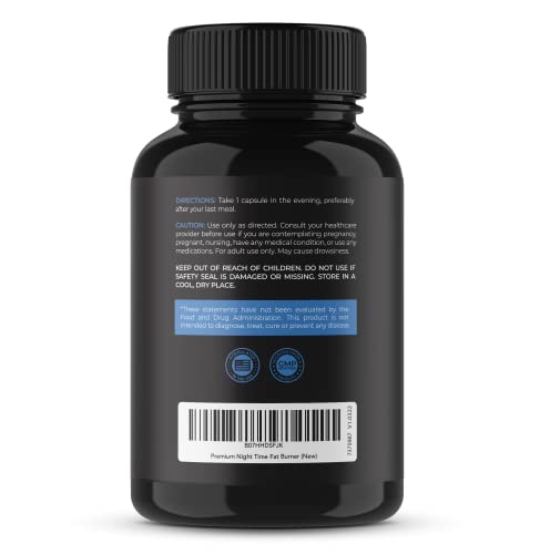 Night Time Fat Burner | Shred Fat While You Sleep | Hunger Suppressant & Weight Loss Support Supplements for Women & Men | Burn Belly Fat, Support Metabolism & Fall Asleep Fast | 60 Nighttime Pills