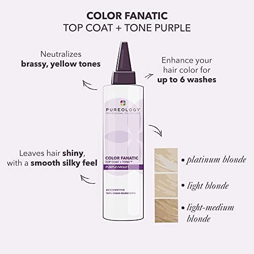 Pureology Color Fanatic Top Coat + Tone Purple, Pre-lightened light blonde to dark blonde, Rose, floral ginger & cedarwood, 6.7 fl. oz.