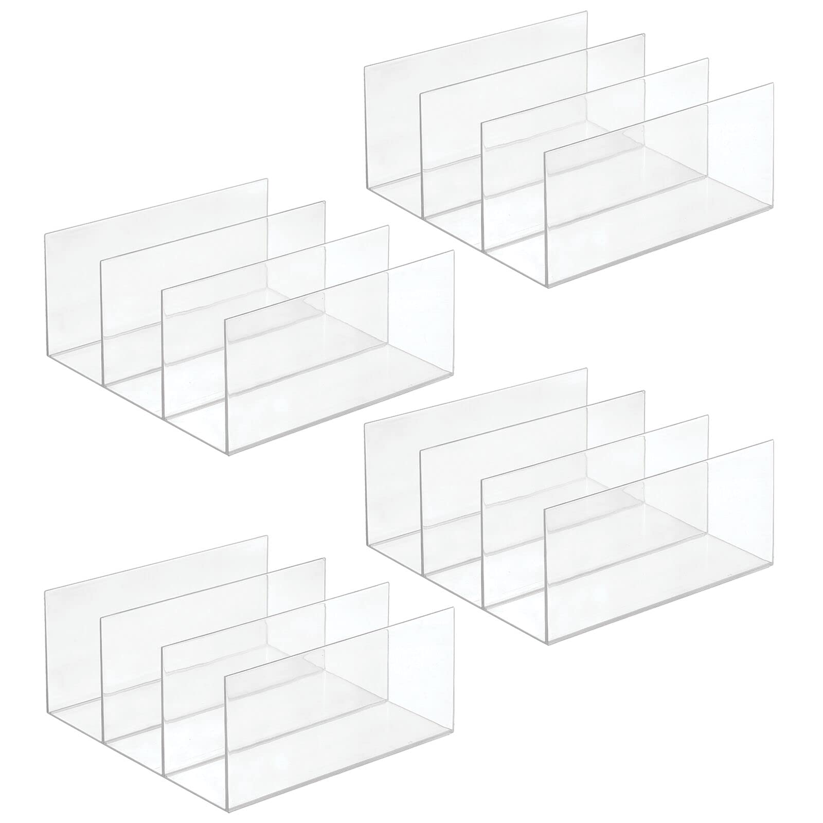 mDesign Plastic Purse/Handbag Organizer - Closet Divided Storage for Bags, Clutches, Wallets, Wristlets - Space-Saving Bedroom and Cabinet Organization - Lumiere Collection - 4 Pack - Clear