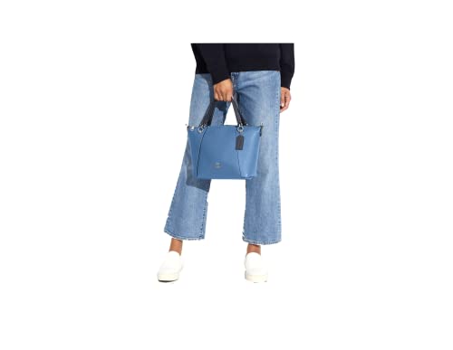 COACH Kacey Satchel In Colorblock Signature Canvas (SV/Sky Blue Multi)