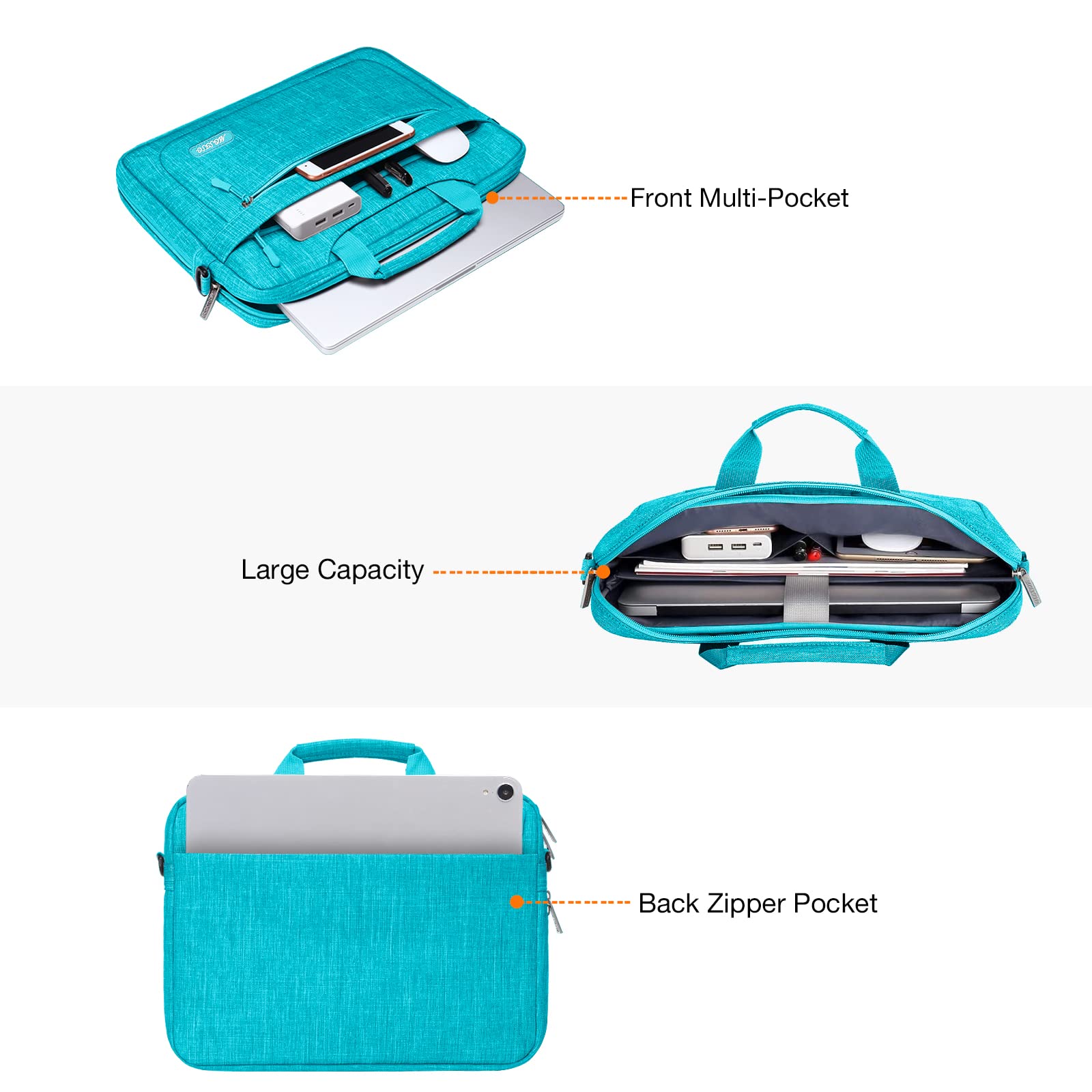 MOSISO Laptop Shoulder Messenger Bag Compatible with MacBook Air 15 inch M2 A2941/Pro 16 inch M3 A2991 M2 A2780 M1 A2485 A2141,15-15.6 inch Notebook with Adjustable Depth at Bottom, Hot Blue