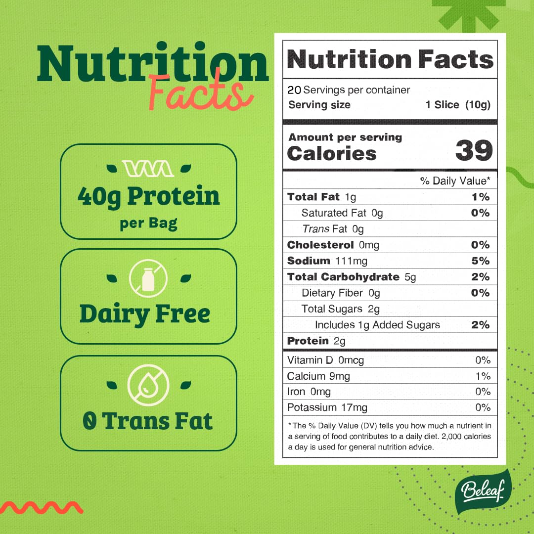 BELEAF Original Plant-Based Jerky | Delicious Meat Substitute | Low Carb, Non-GMO, Dairy Free, Plant Protein | Natural Ingredients | Spicy Healthy Snack 7oz
