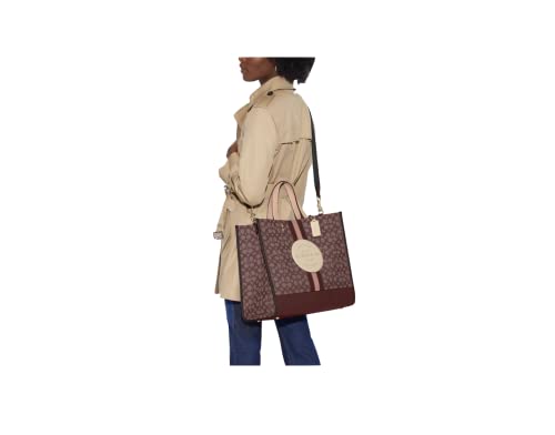 Coach Dempsey Tote 40 In Signature Jacquard With Stripe And Coach Patch (IM/Wine Multi)