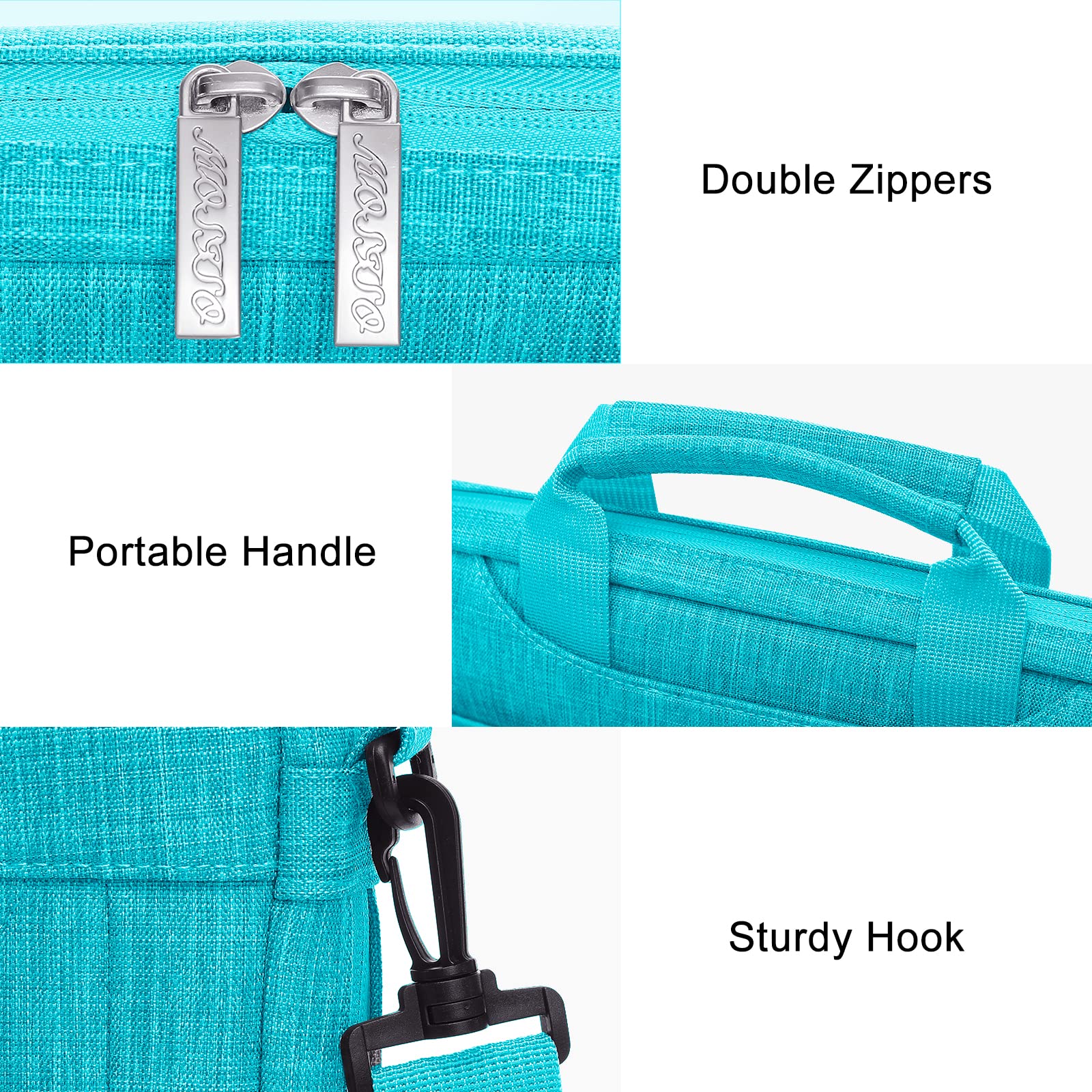 MOSISO Laptop Shoulder Messenger Bag Compatible with MacBook Air 15 inch M2 A2941/Pro 16 inch M3 A2991 M2 A2780 M1 A2485 A2141,15-15.6 inch Notebook with Adjustable Depth at Bottom, Hot Blue
