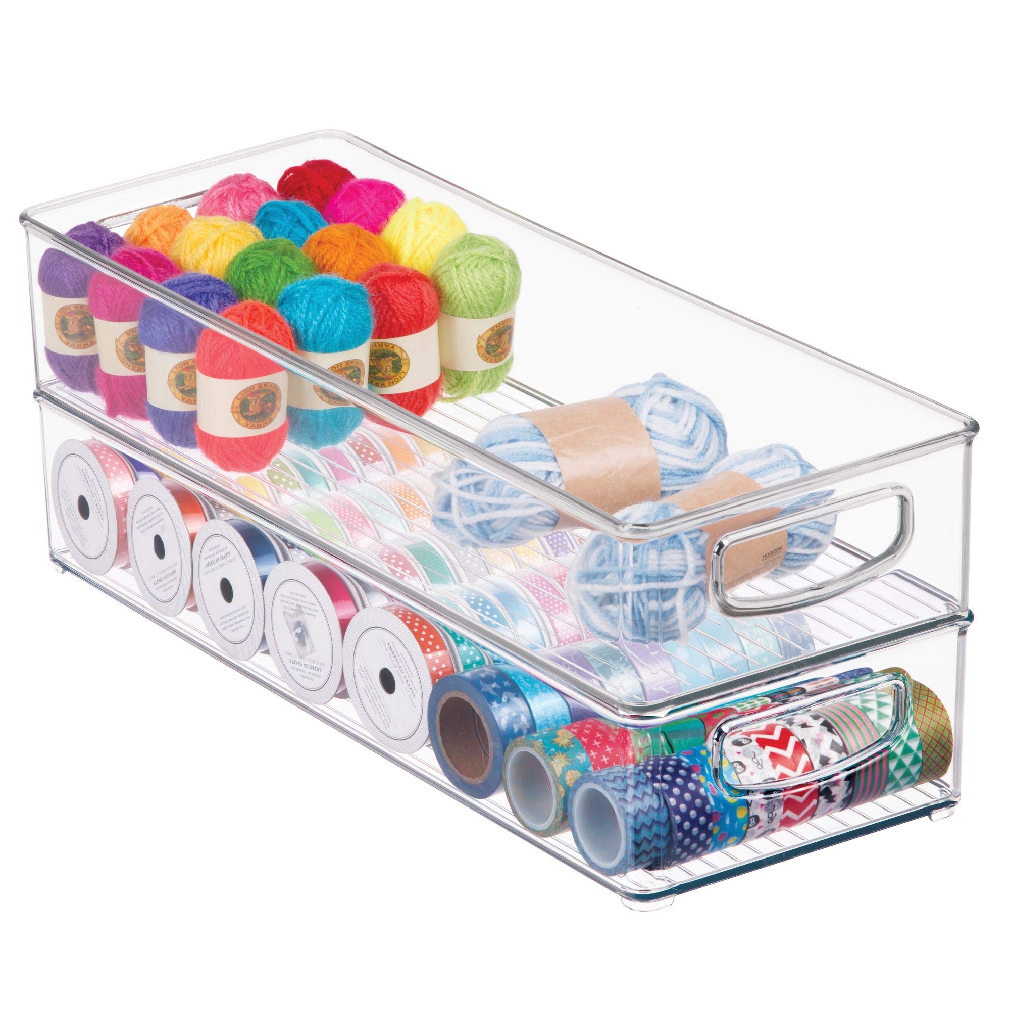 iDesign BPA-Free Plastic Pantry and Kitchen Storage, Freezer and Fridge Organizer Bin with Easy Grip Handles – 16" x 6" x 3", Clear