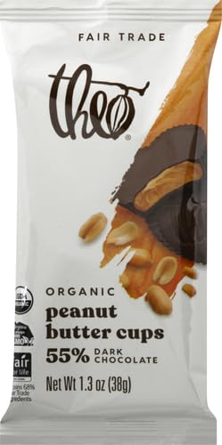 Theo Organic Dark Chocolate Peanut Butter Cups, 1 Pack | Vegan, Fair Trade