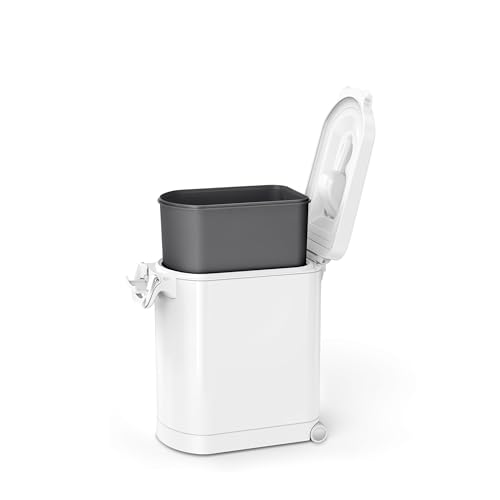 simplehuman 25 Liter, 27 lb / 12.2 kg Medium Pet Food Storage Container for Dog Food, Cat Food, and Bird Feed, White