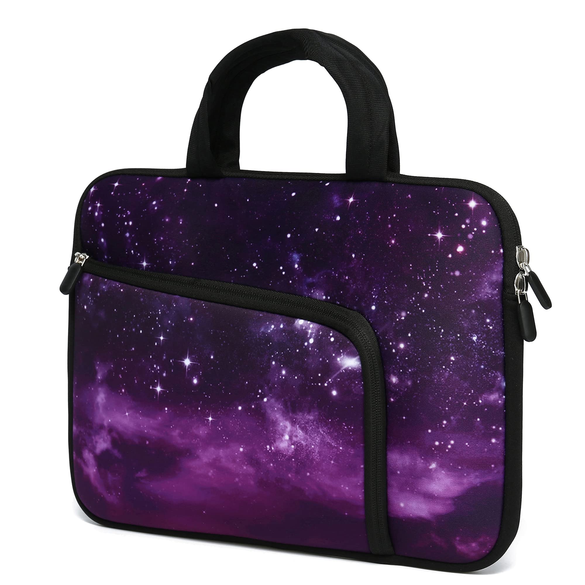14 15 15.4 15.6 inch Laptop Handle Bag Computer Protect Case Holder Notebook Sleeve Neoprene Cover Soft Carrying Case with Extra Pockets for Dell Lenovo Toshiba HP Chromebook ASUS Acer(Purple Galaxy)