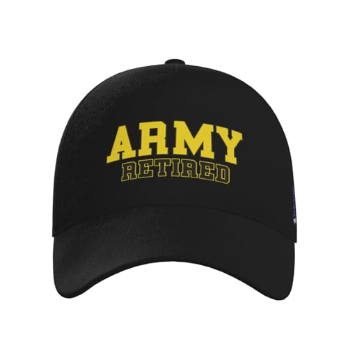 Tavos Army Retired Trucker Hat for Men - Baseball Snapback Cap American Flag