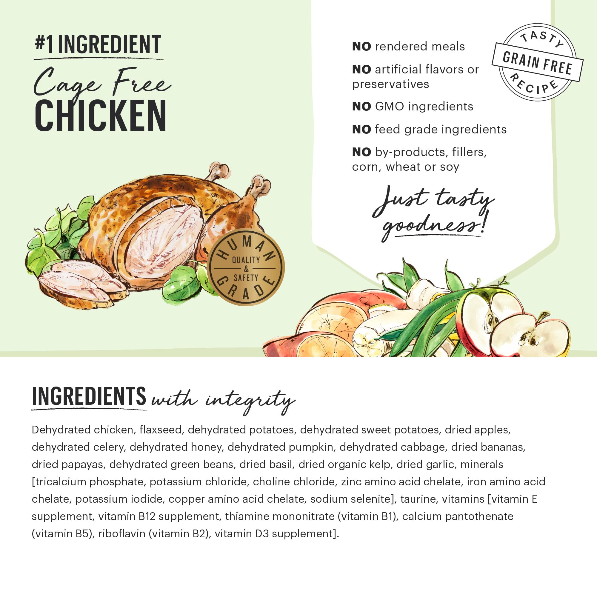The Honest Kitchen Human Grade Dehydrated Grain Free Dog Food – Complete Meal or Dog Food Topper – Chicken 2 lb (makes 8 lbs)