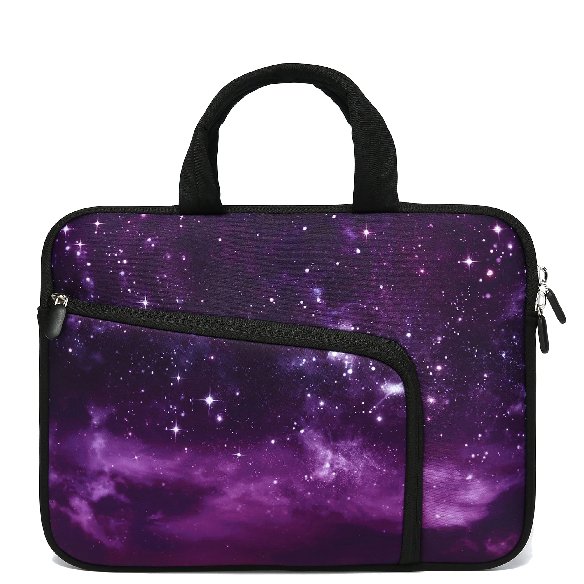 14 15 15.4 15.6 inch Laptop Handle Bag Computer Protect Case Holder Notebook Sleeve Neoprene Cover Soft Carrying Case with Extra Pockets for Dell Lenovo Toshiba HP Chromebook ASUS Acer(Purple Galaxy)