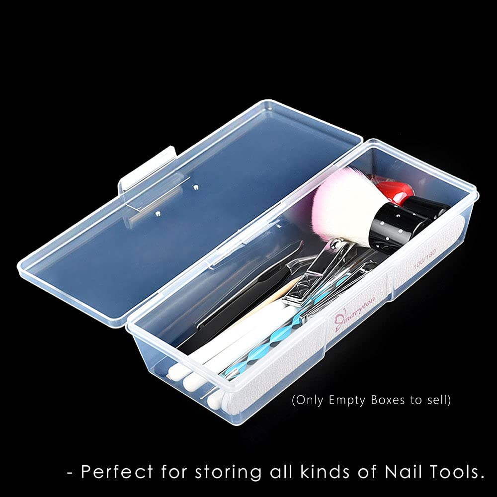 MARYTON Clear Box Storage Case for Organizing Professional Pedicure Manicure Kit and Nail Supplies, Plastic Box Nail Art Kits Tools Organizer, 4-Count