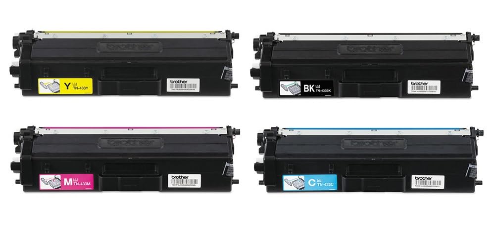 Brother TN433BK, TN433C, TN433M, TN433Y High Yield Black, Cyan, Magenta and Yellow Toner Cartridge Set