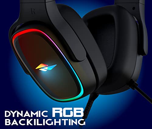 Rosewill Saros C150XS 7.1 Surround Sound USB Pro Gaming Headset, 50mm Full Spectrum Driver, Noise Reduction Microphone, Convenient in-Line Controls, Dynamic RGB Backlighting, Software Configuration