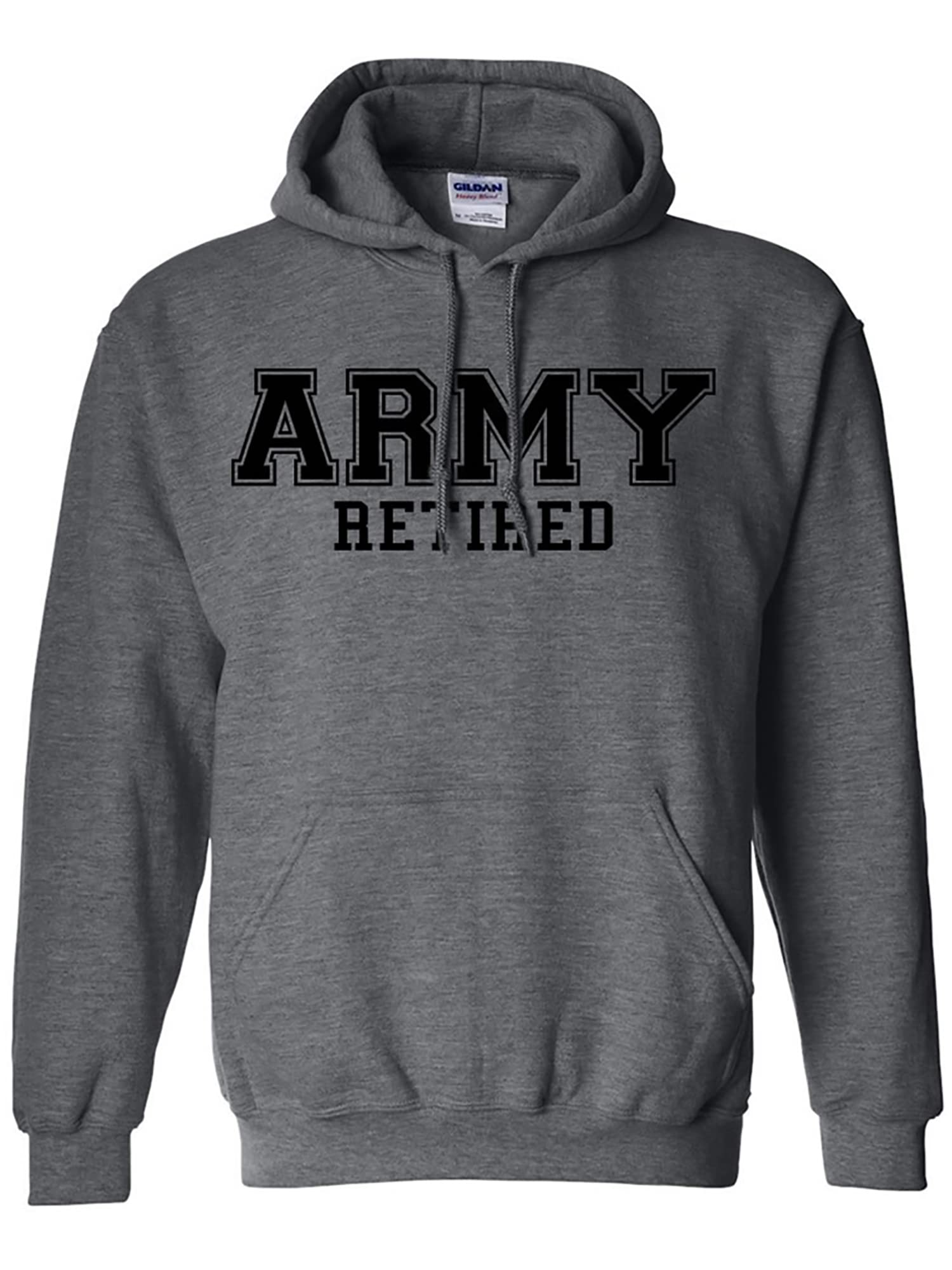 zerogravitee ARMY Retired BLACK logo Hooded Sweatshirt in Dark Heather - X-Large