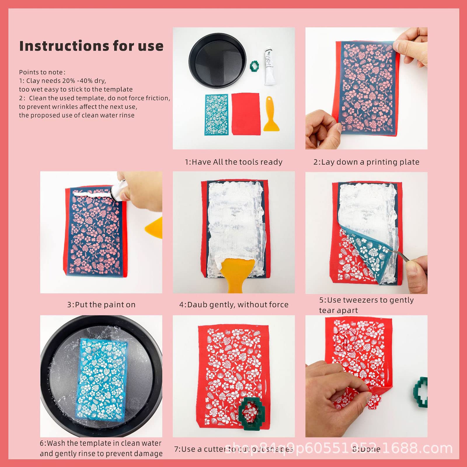 Earrings Silk Screen Templates Clay Stencils Silicone Material Clay Stamps Tile Silk Screen Stencils for DIY Clay Stamps for Earrings