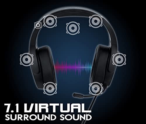 Rosewill Saros C150XS 7.1 Surround Sound USB Pro Gaming Headset, 50mm Full Spectrum Driver, Noise Reduction Microphone, Convenient in-Line Controls, Dynamic RGB Backlighting, Software Configuration
