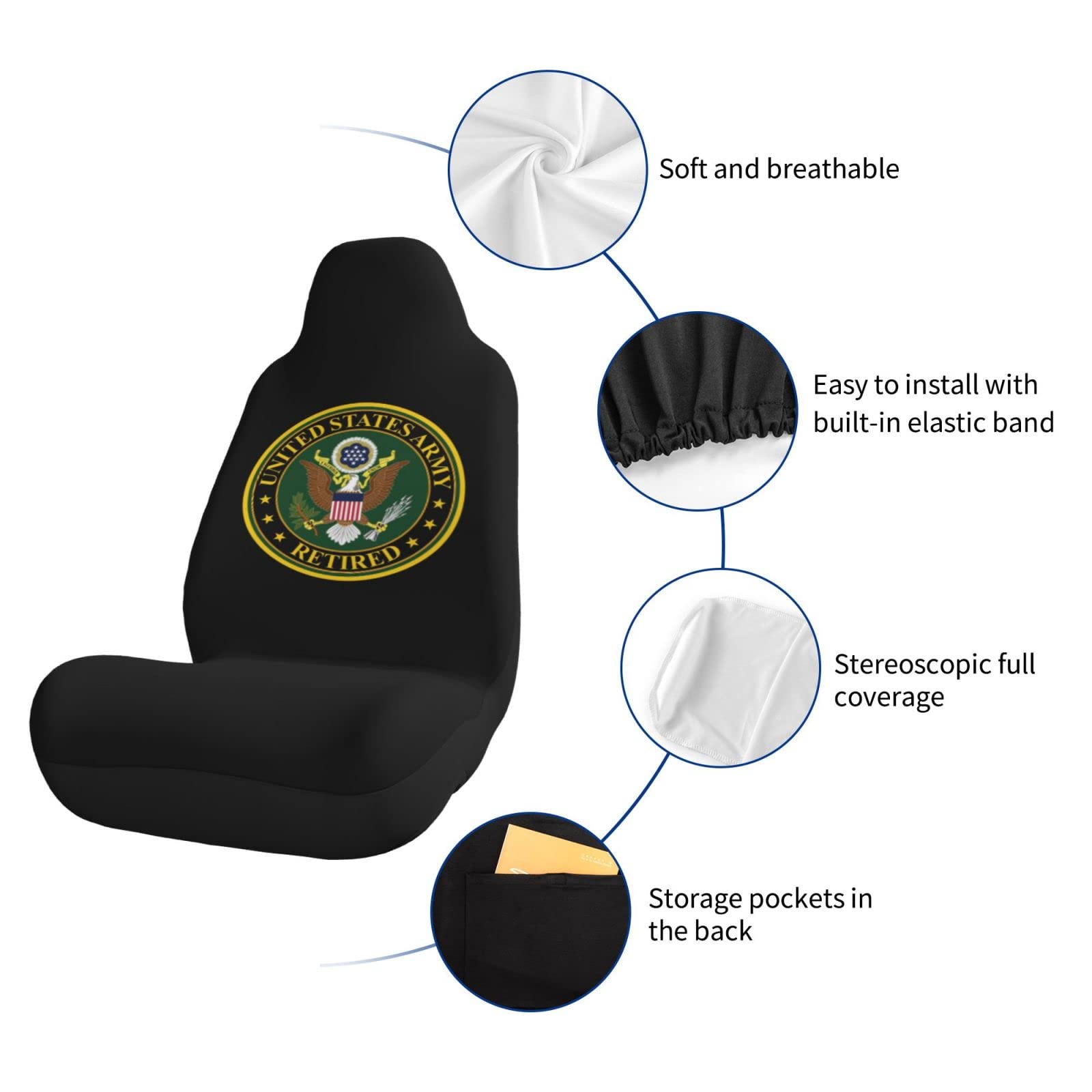 OSUKI Army Retired Car Seat Covers, Universal Fit for Auto Truck Van SUV, Easy Install