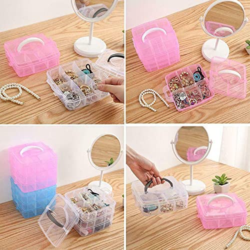 ZLY 3-Tier Demountable Plastic Jewelry Box Organizer Storage Container with Adjustable Dividers 30(Large) Grids