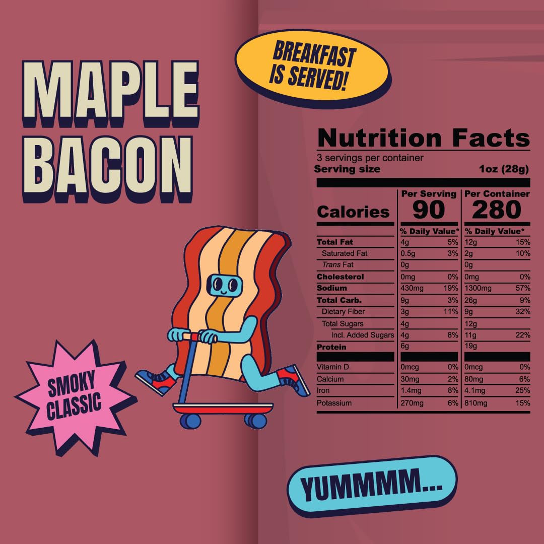 Louisville Vegan Jerky - Maple Bacon Vegan Meat - Lip-Smacking Vegan-Friendly & Vegetarian Jerky - Non-GMO Soy Protein, Gluten-Free High Protein Vegan Snacks