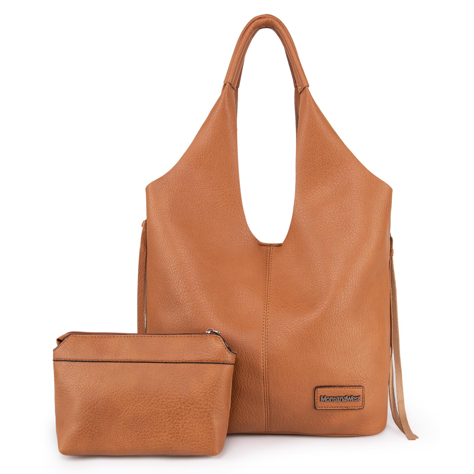 Montana West Brown Purses and Handbags Slouchy Hobo Bags for Women Tassel Zipper Shoulder Top Handle Tote Vegan Leather MWC2-195BR