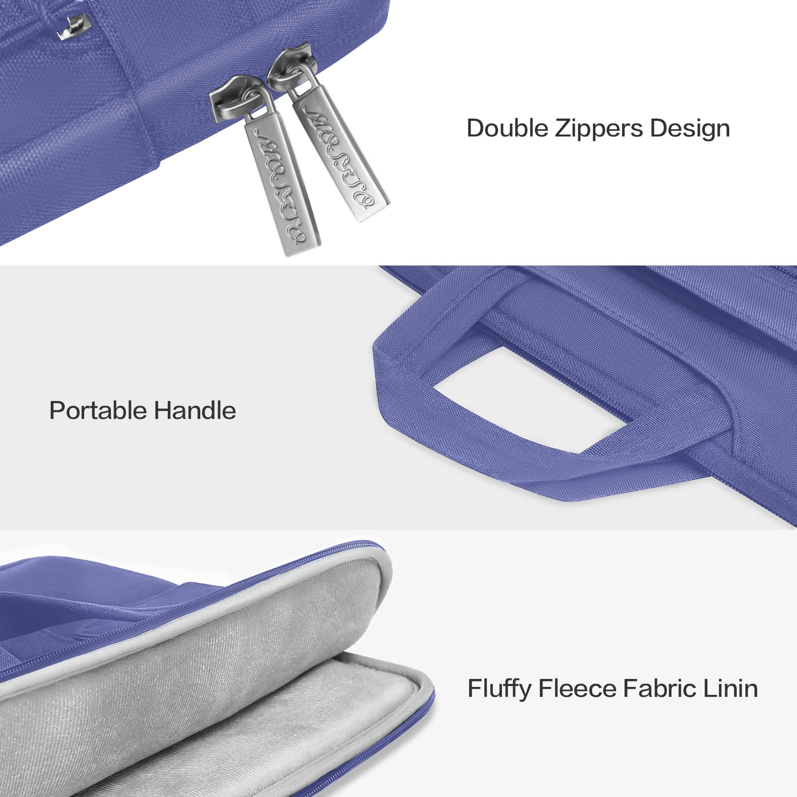 MOSISO Laptop Shoulder Bag Compatible with MacBook Air/Pro, 13-13.3 inch Notebook, Polyester Flapover Briefcase Sleeve Case, Lavender Gray