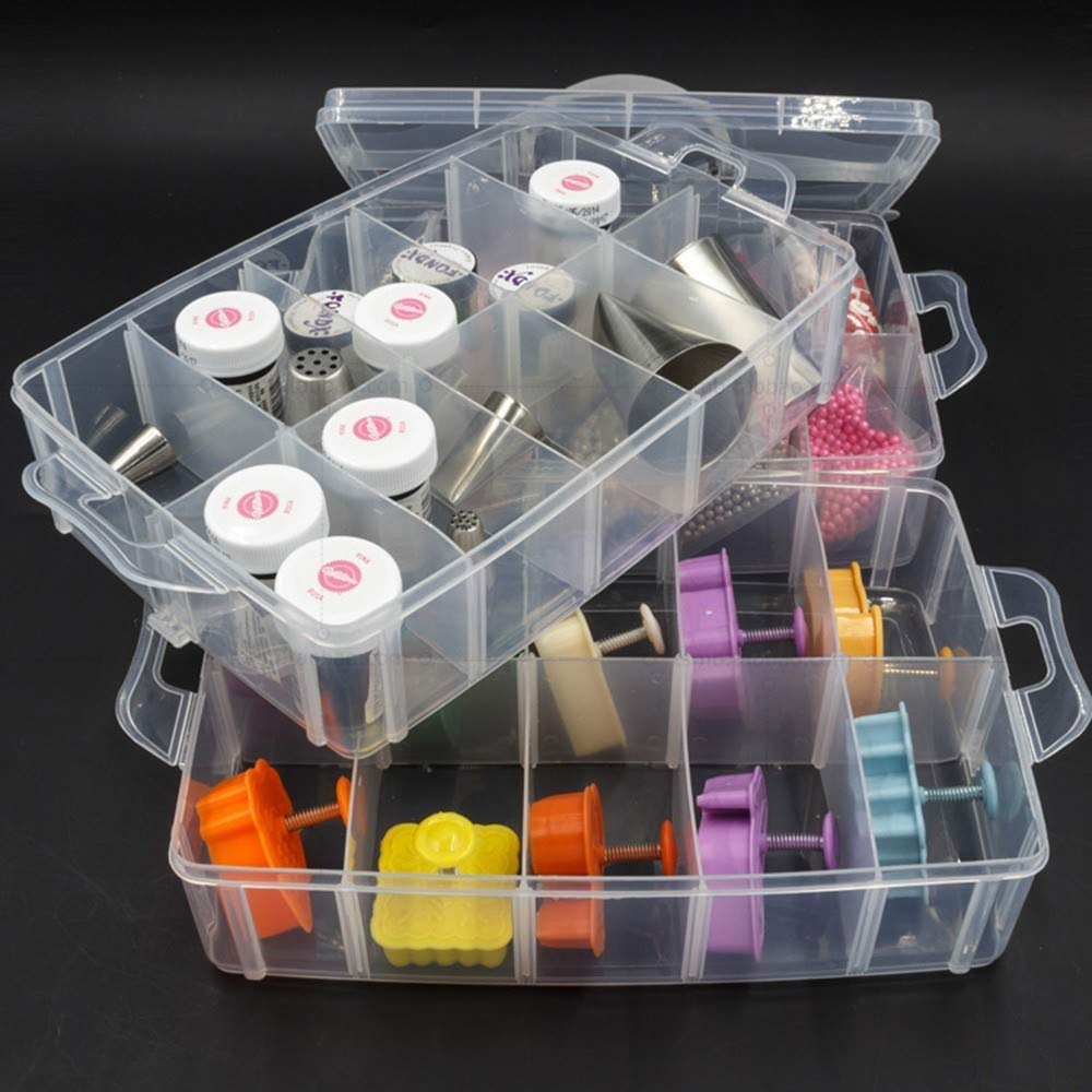 ZLY 3-Tier Demountable Plastic Jewelry Box Organizer Storage Container with Adjustable Dividers 30(Large) Grids