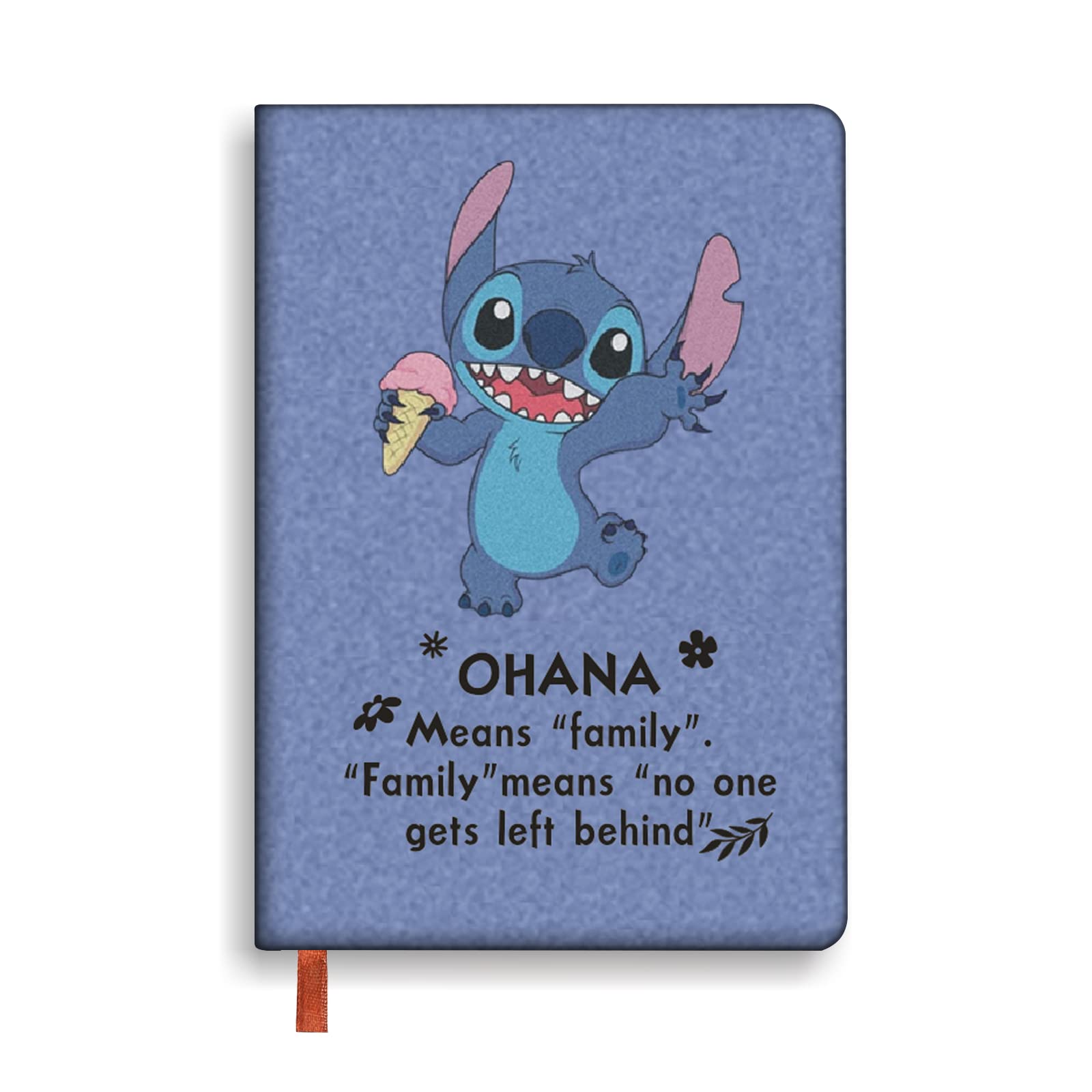 WHLBHG Stitch Gifts Ohana Gift Ohana Means Family Leather Lined Journal Notebook A5 Size Writing Notebook Funny Cartoon Movie Fans Gift Friendship Gift (Stitch Ohana blue)