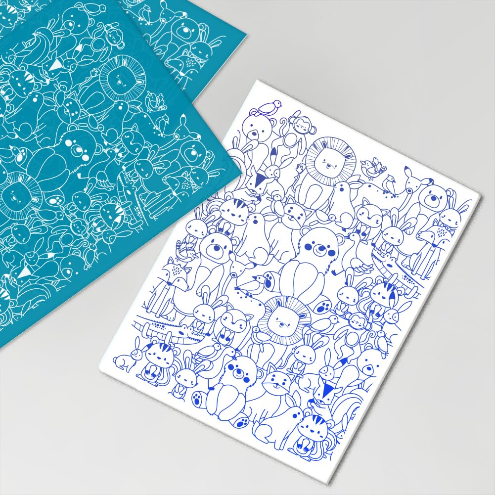 OLYCRAFT 4x5 Inch Clay Stencils Animal Pattern Silk Screen for Polymer Clay Line Zoo Rabbit Bear Monkey Silk Screen Stencils Mesh Transfer Stencils Animal Mesh Stencil for Polymer Clay Jewelry Making