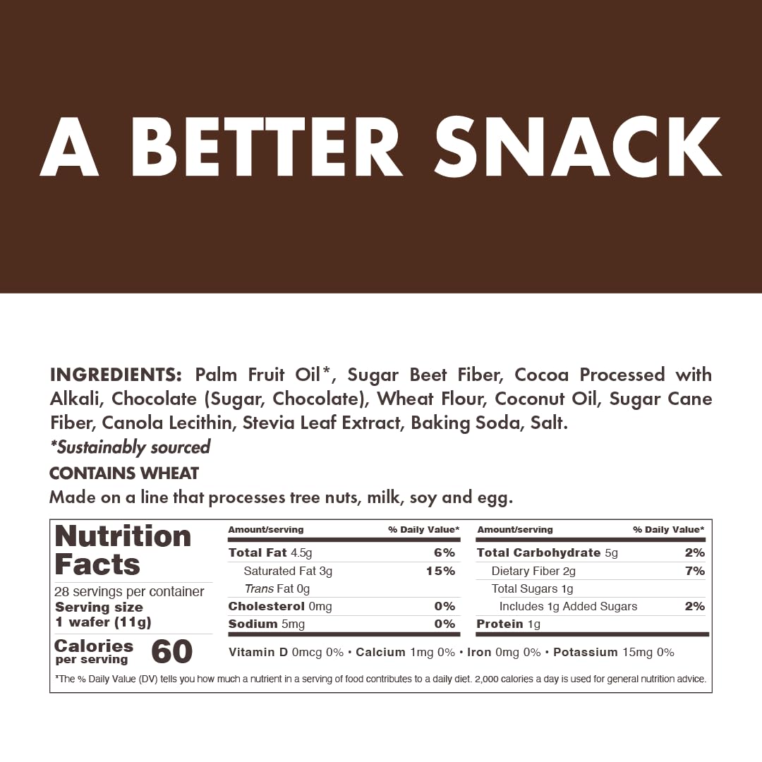 Rip Van Dark Chocolate Mini Wafer Cookies - Healthy Low Sugar Snack - 28 Count