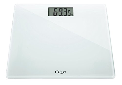 Ozeri Precision Bath Scale (440 lbs / 200 kg) in Tempered Glass, with 50 gram Sensor Technology (0.1 lbs / 0.05 kg) and Infant, Pet & Luggage Tare- White