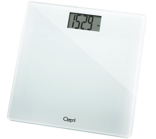 Ozeri Precision Bath Scale (440 lbs / 200 kg) in Tempered Glass, with 50 gram Sensor Technology (0.1 lbs / 0.05 kg) and Infant, Pet & Luggage Tare- White