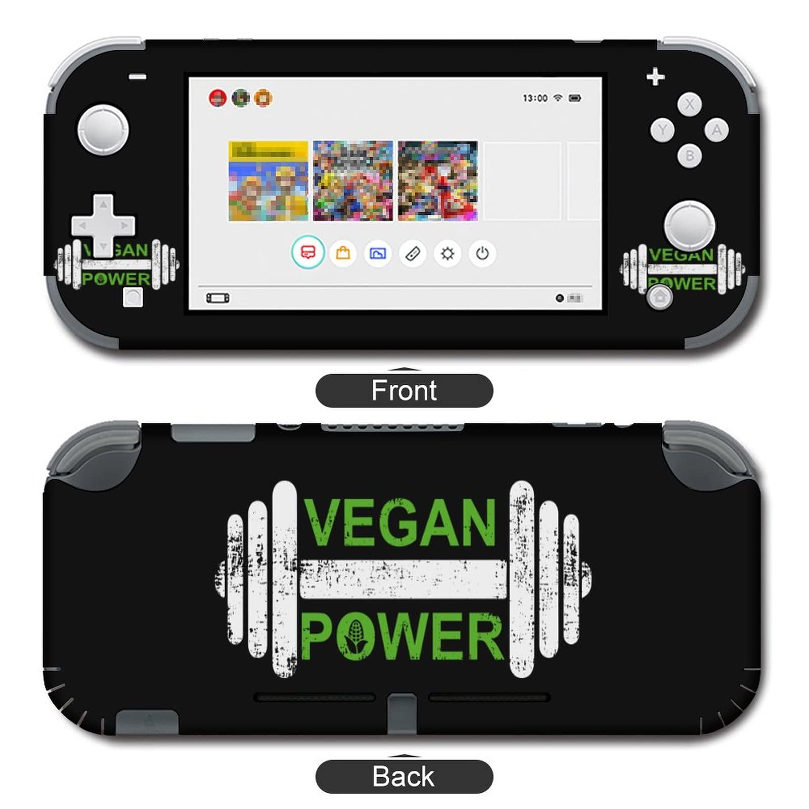 Vegan Power Skin Protective Film Sticker Game Protector Full Wrap Compatible for Nintendo Switch for Switch Lite