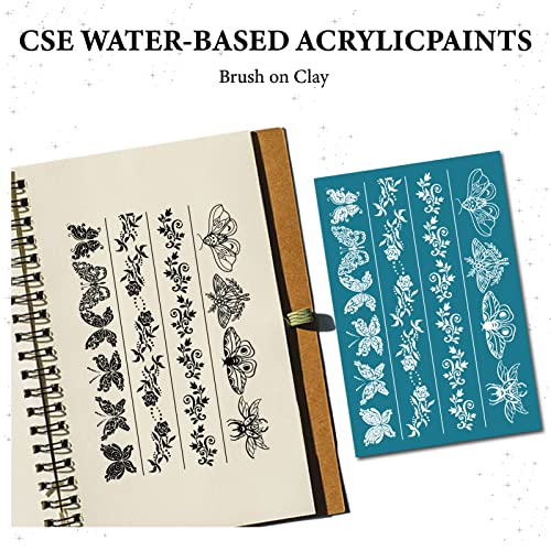 CREATCABIN Silk Screen Stencils for Polymer Clay Reusable Silkscreen Print Kit Self-Adhesive Printing DIY Art for Earring Jewelry Making Wood Fabric Wall T-Shirt Paper 5.9 x 3.9 Inch(Butterfly Flower)