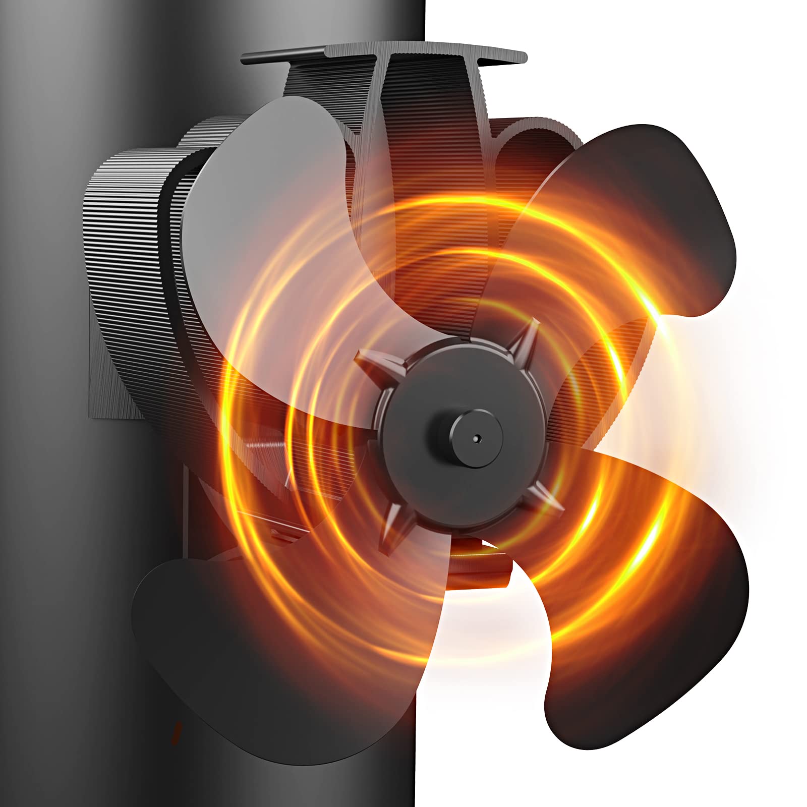 OCROUKI Heat Powered Wood Stove Fan，Magnetically Mounted Flue Pipe Fireplace Fan，4 Blades Silent Eco-Friendly Stove Fan for Home Wood Burning Stove，Helping to Circulate Heat