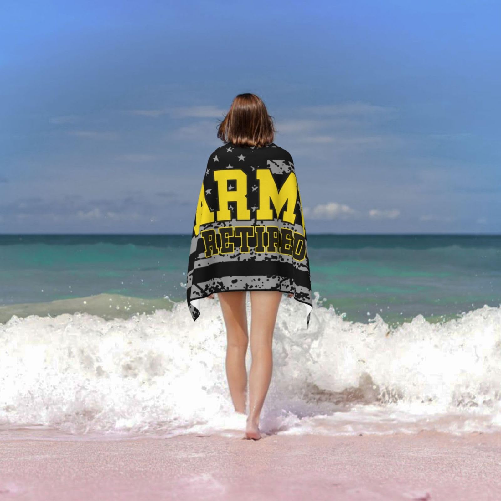 Army Retired Beach Towel Absorbent Bathroom Towels Microfiber Beach Towels Oversized Super ​32x52 Inch