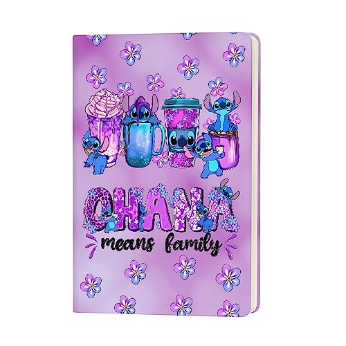 FYWZXED Stitch Lover Gifts Touch Me And I Will Bite You Leather Notebook Movies Lover Gift Birthday Gifts for Women Family Friends Graduation Gifts for Son Daughter (ohana means family)