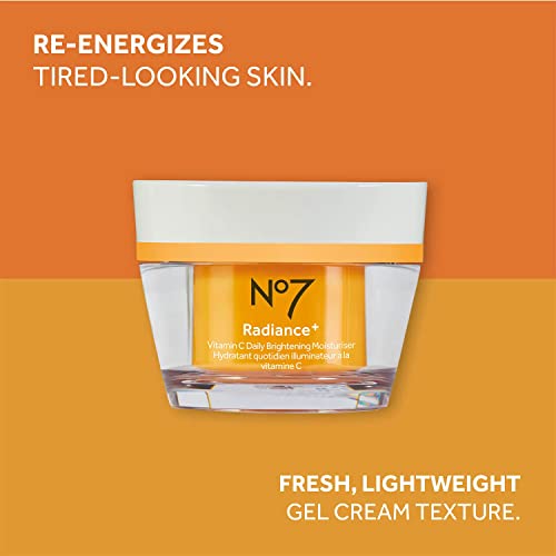 No.7 Radiance+ Vitamin C Daily Brightening Moisturizer - Face Moisturizer for Hydrating & Brightening Dull Skin - Lightweight Vitamin C Face Moisturizer (1.69 fl oz)