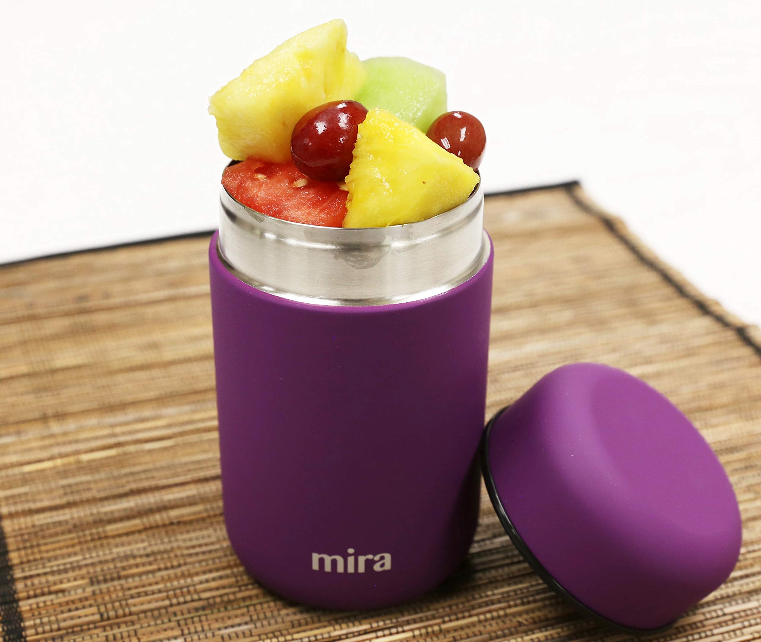 MIRA Lunch, Food Jar - Vacuum Insulated Stainless Steel Lunch Thermos - 13.5 oz - Purple