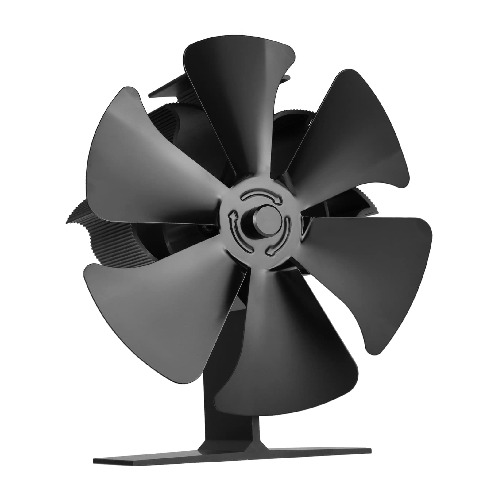 TEENGSE 6 Blades Stove Fan with Thermometer Strip, Heat Powered Wood Fan for Home Wood Log Burning Stove Fireplace Circulating Warm Air Saving Fuel Efficiently