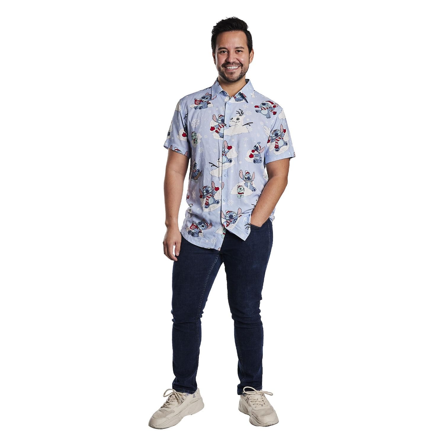 Disney Lilo & Stitch Snow Angel Camp Shirt, Unisex, XX-Large