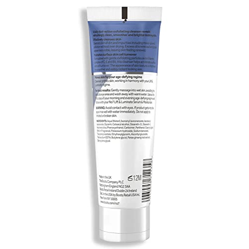 No7 Lift & Luminate Dual Action Cleansing Face Exfoliator - Vitamin C, E & B5 Daily Exfoliating Cleanser - Deep Pore Cleanser for Dullness, Uneven Skin Tone & Brighter More Radiant Skin (100ml)
