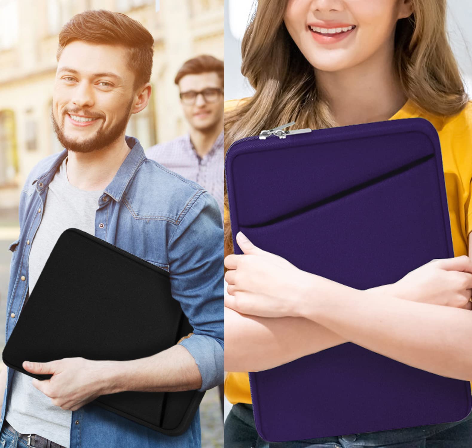 Laptop Sleeve Case 15.6 inch, Shockproof Protective Cover, Handbags Portable Laptop Bag for 15.6 inch HP Dell Asus Lenovo Notebook Computer Case with Front Pocket, Purple
