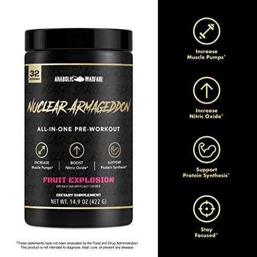 Anabolic Warfare Nuclear Armageddon Pre Workout Powder Pre-Workout for Men & Women with L-Citrulline, Beta Alanine Powder and Caffeine (Ballistic Berry Lemonade - 30 Servings)