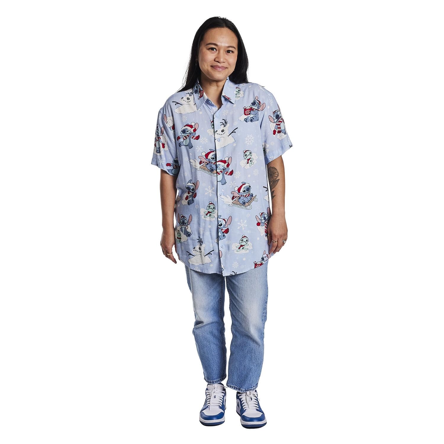 Disney Lilo & Stitch Snow Angel Camp Shirt, Unisex, XX-Large