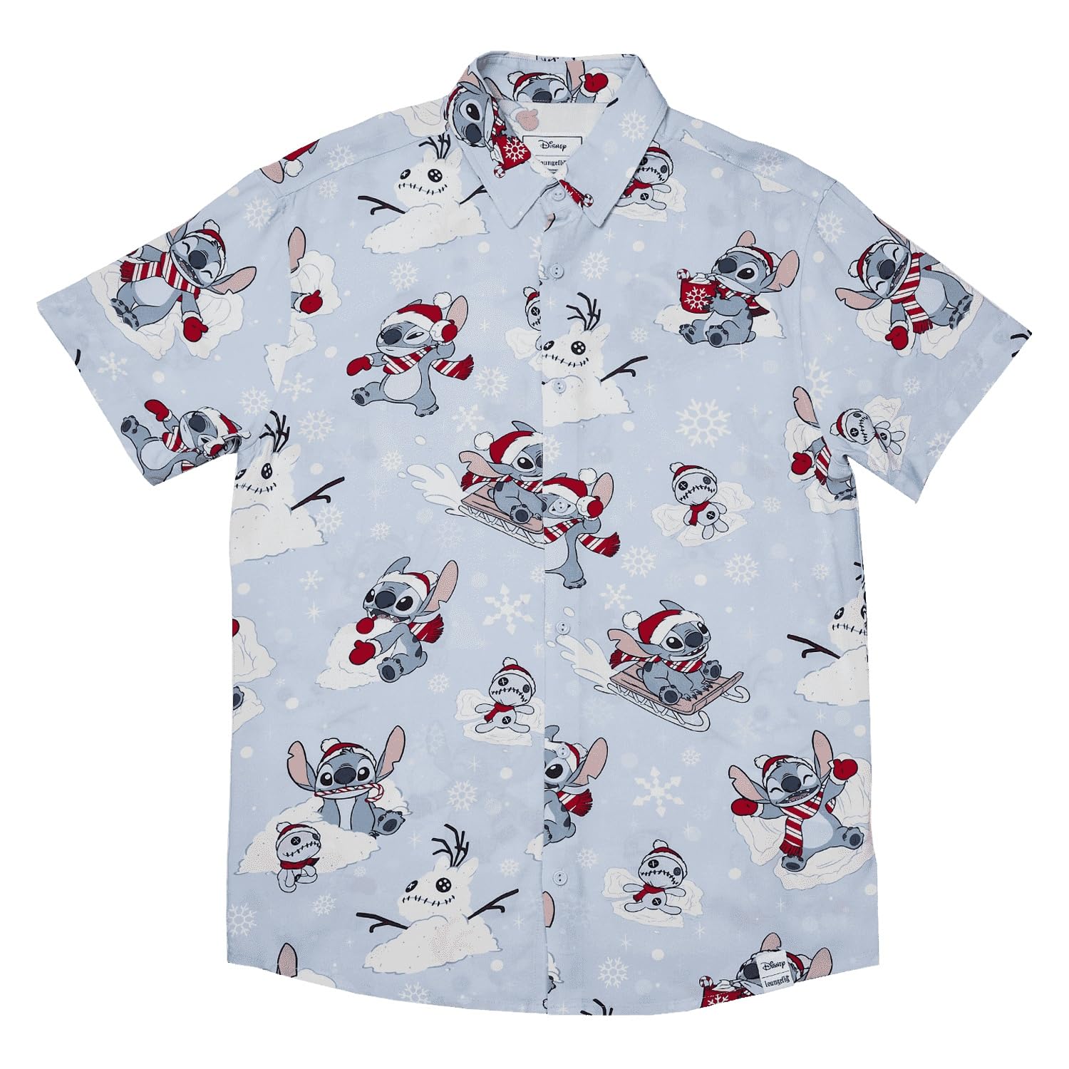 Disney Lilo & Stitch Snow Angel Camp Shirt, Unisex, XX-Large