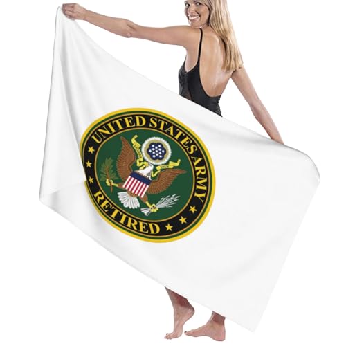 Army Retired Beach Towel Absorbent Bathroom Towels Microfiber Beach Towels Oversized Super 32x52 Inch