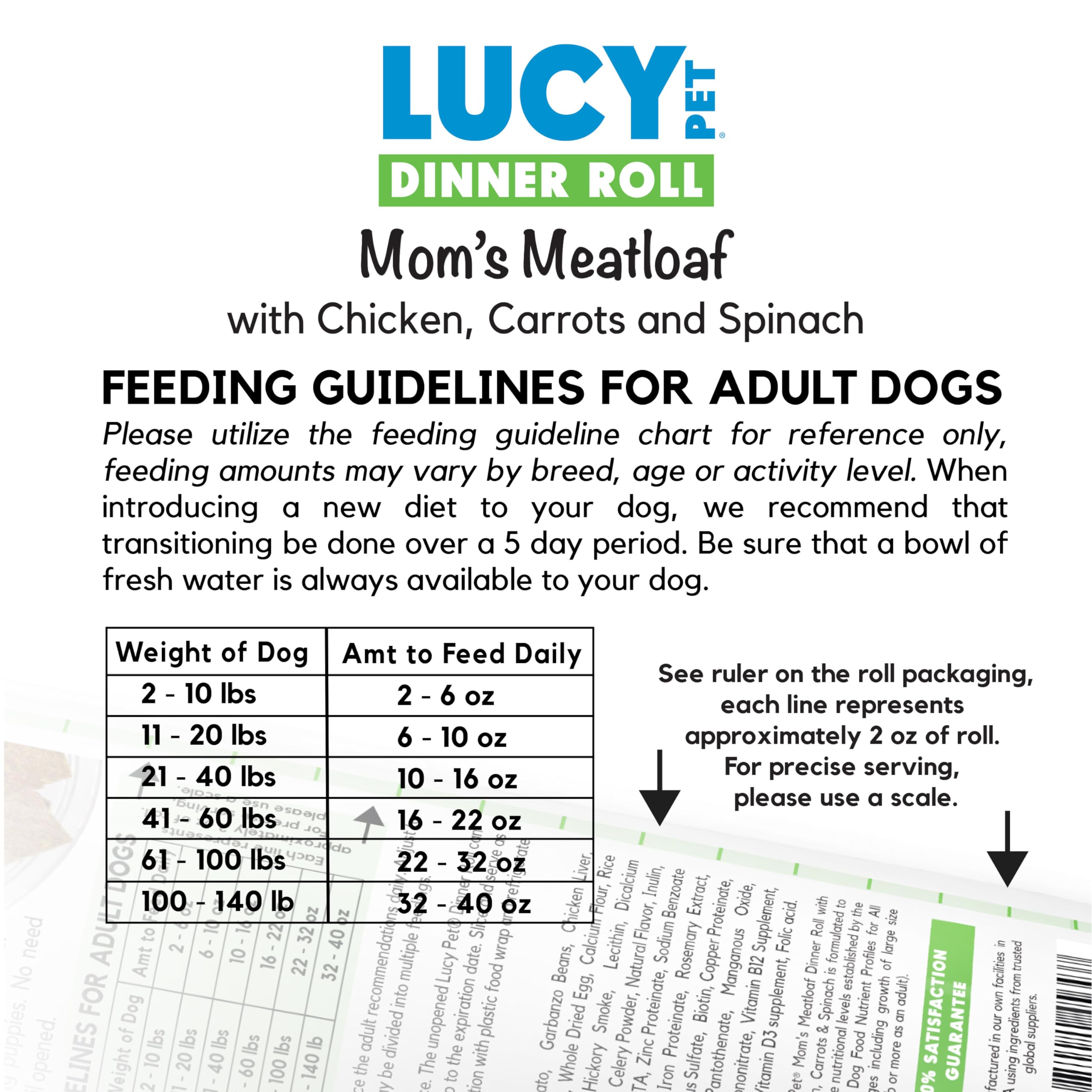 Lucy Pet Dinner Rolls-Mom's Meatloaf Chicken with Carrots and Spinach 4lb