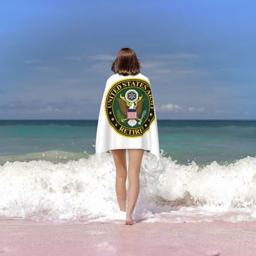 Army Retired Beach Towel Absorbent Bathroom Towels Microfiber Beach Towels Oversized Super 32x52 Inch